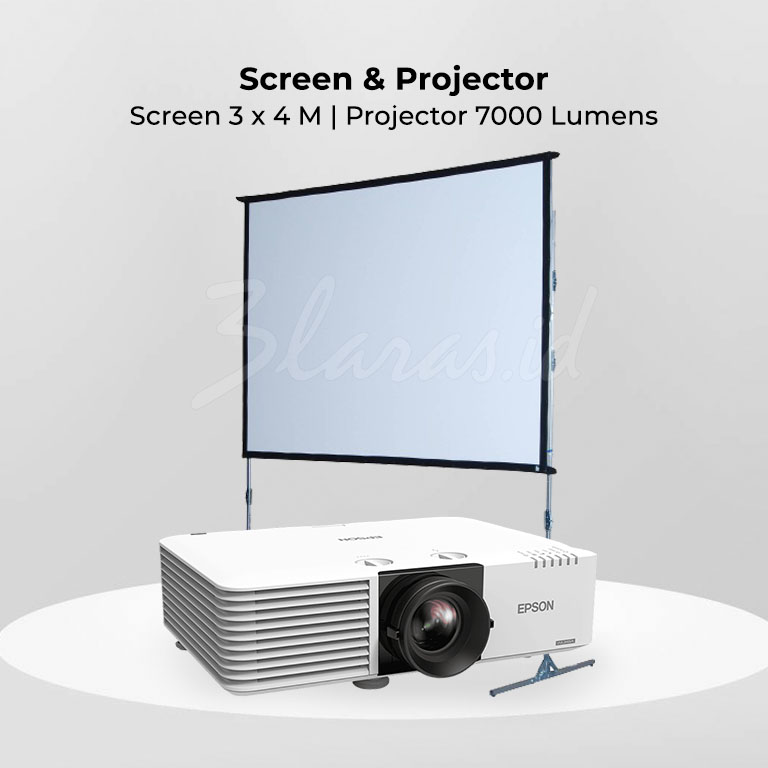 Screen 3x4 M + Projector 7.000 Lumens - 3 Laras.ID